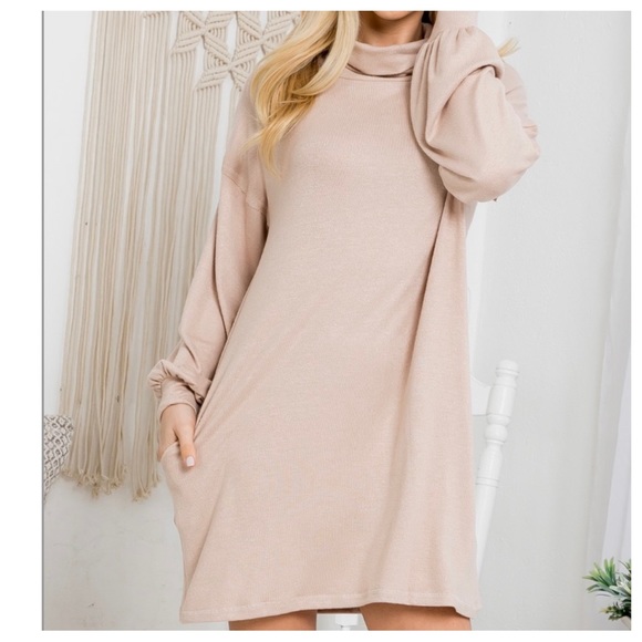 ShopEvelynne | Dresses | 35 Boho Chic Beige Cowl Neck Cuff Sleeve Side ...